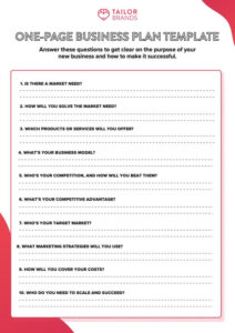 How to Write a One-Page Business Plan | Tailor Brands