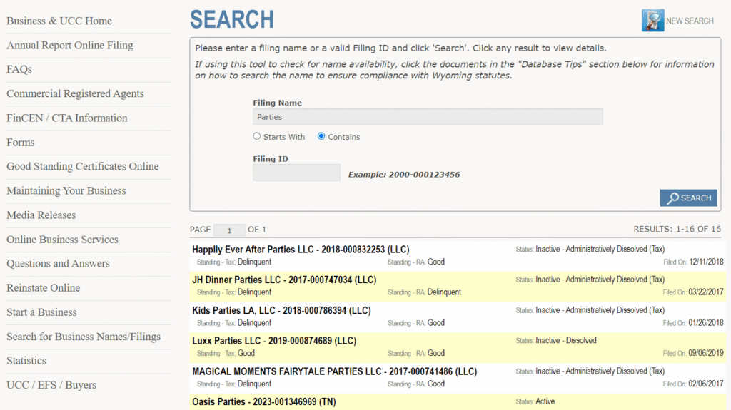 How To Do a Business Entity Search in Wyoming